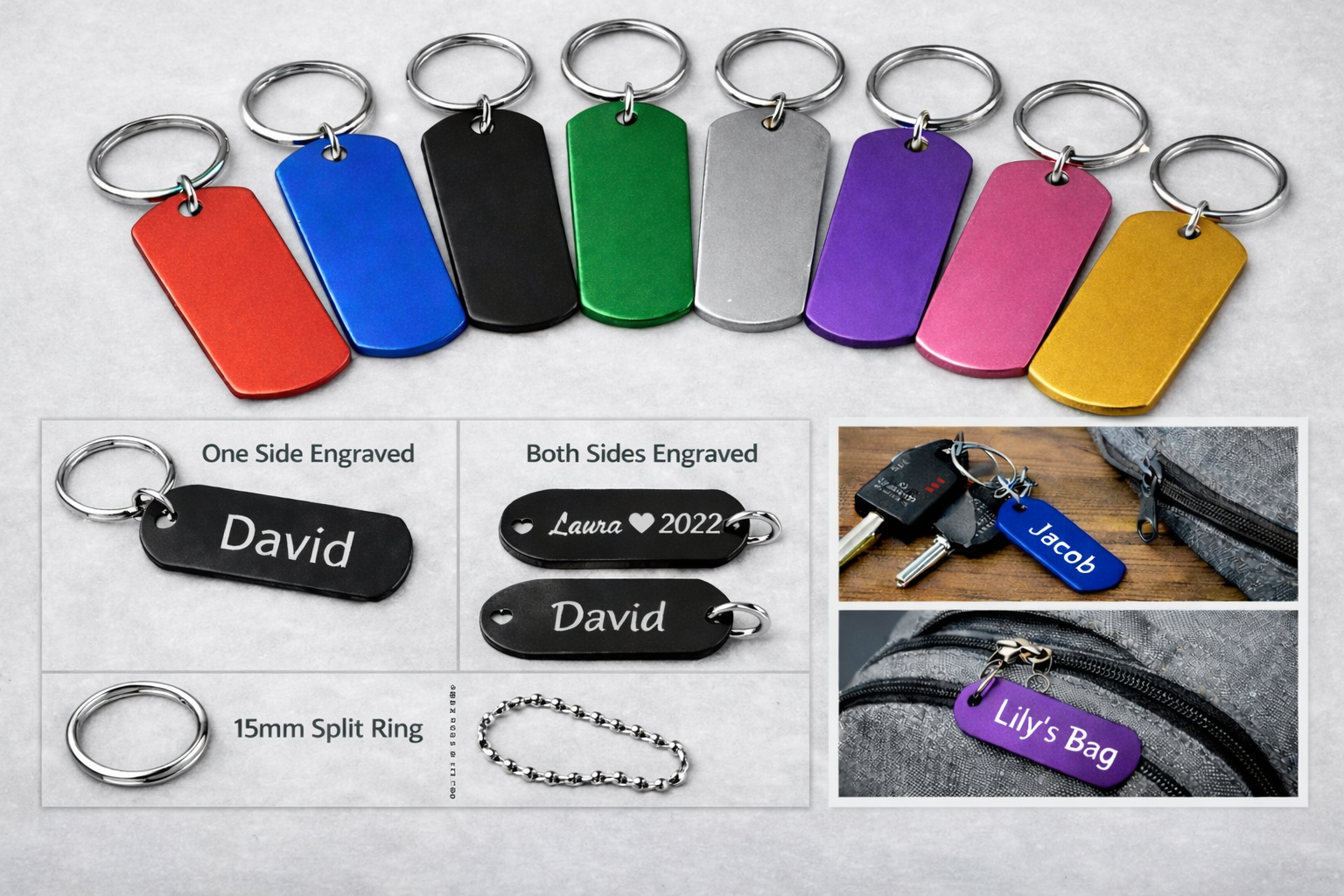 Personalised Engraved Metal Key Tags – Custom Aluminium Keyrings, Lugg